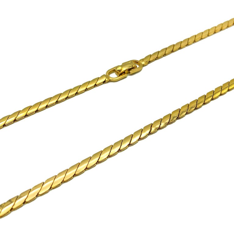 Vintage Christian Dior Long Snake Chain Necklace 1980s For Sale at 1stDibs