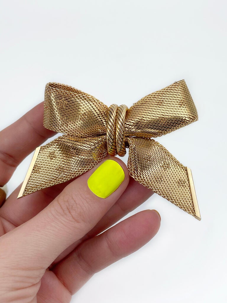 Vintage Christian Dior Mesh Star Print Bow Pin Brooch 1964 For Sale at ...