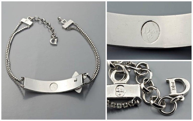 Vintage CHRISTIAN DIOR Monogram Flower Enamel Multi Chain Rhinestone ...