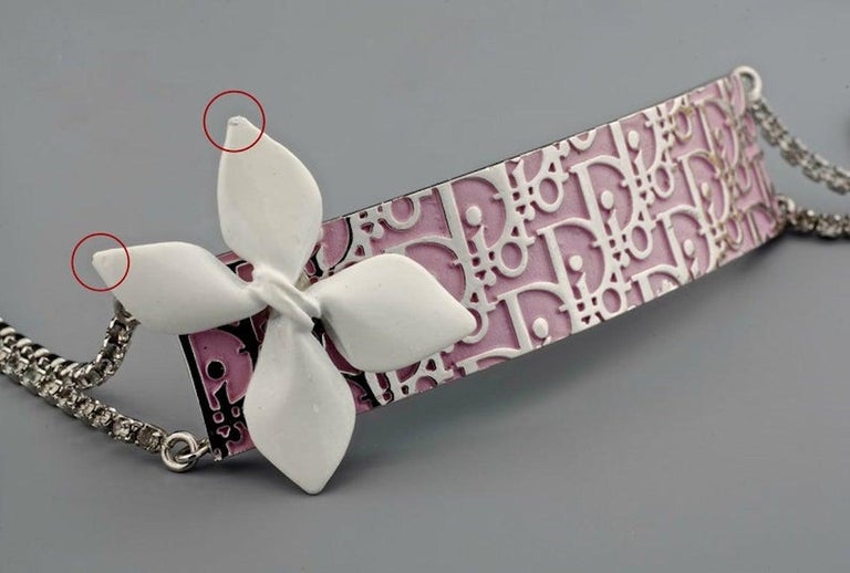 Vintage CHRISTIAN DIOR Monogram Flower Enamel Multi Chain Rhinestone ...