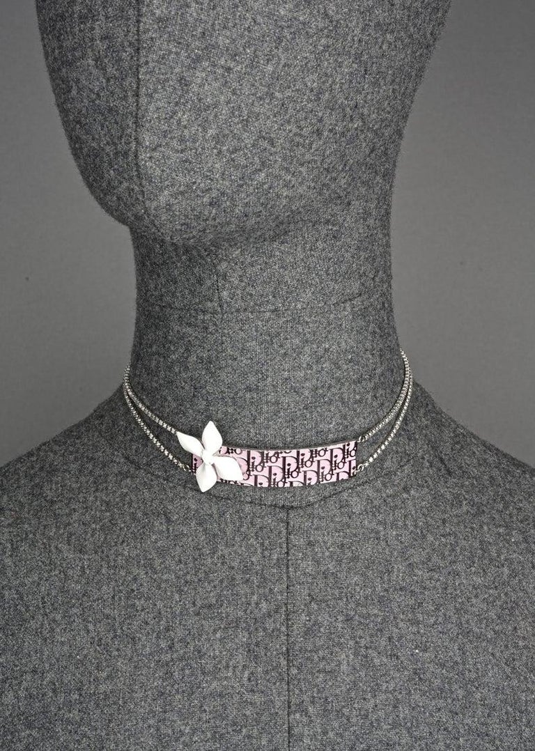 Vintage CHRISTIAN DIOR Monogram Flower Enamel Multi Chain Rhinestone ...