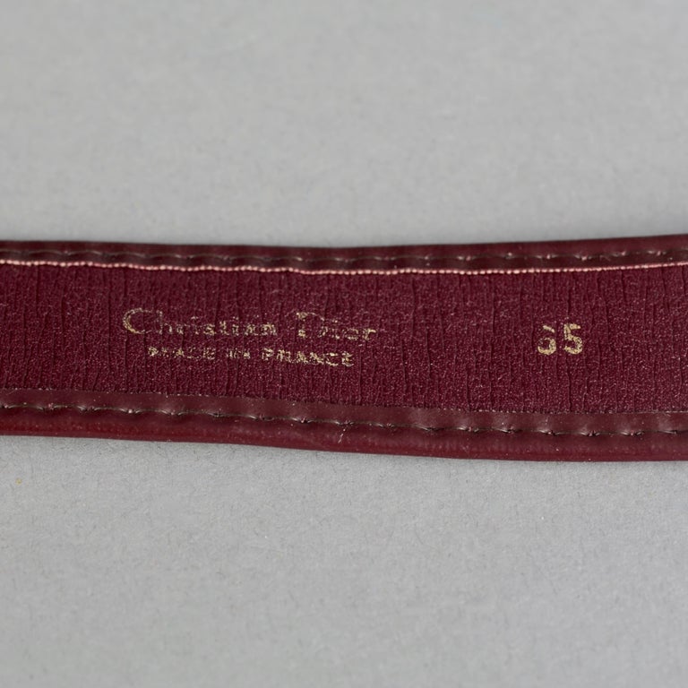 Vintage CHRISTIAN DIOR Oblique Logo Monogram Burgundy Belt For Sale at ...