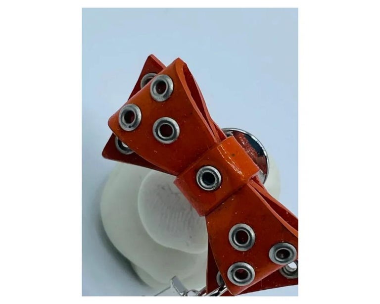 Vintage Christian Dior Orange Dior Bowtie Pin For Sale at 1stDibs