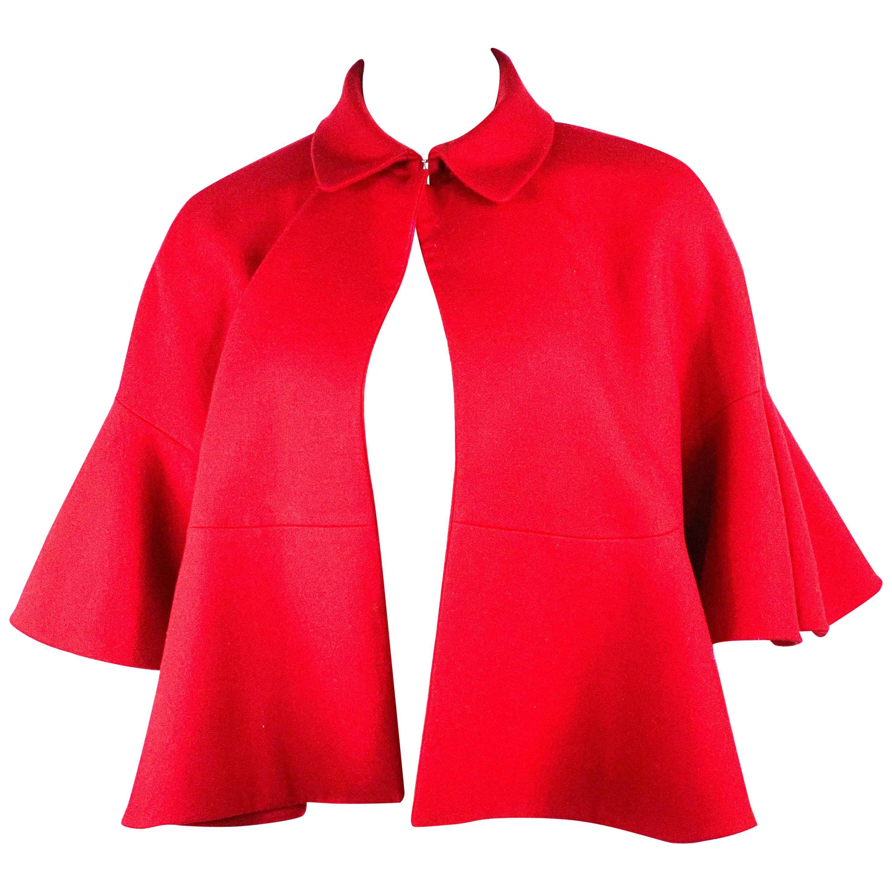 Vintage Christian Dior Red Wool Cape Poncho Size 8 at 1stDibs ...