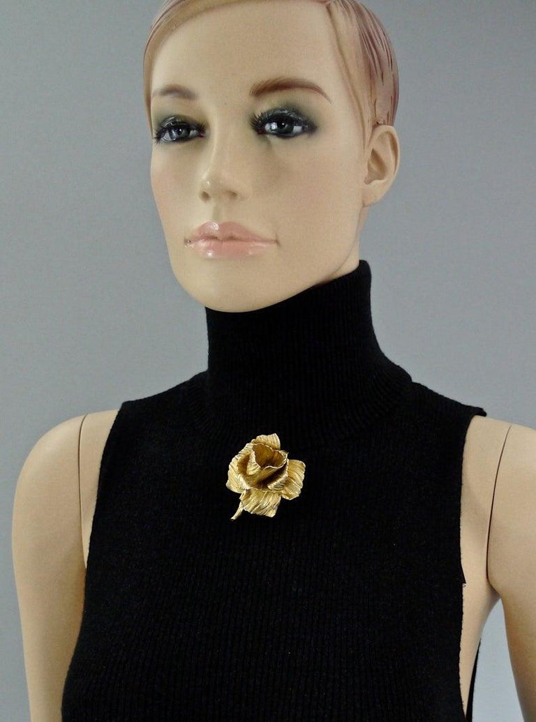 Vintage CHRISTIAN DIOR Rose Textured 3 Dimensional Brooch at 1stDibs ...
