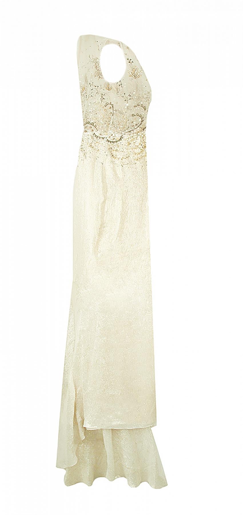 Vintage CHRISTIAN DIOR SEQUINS EVENING DRESS size S at 1stDibs