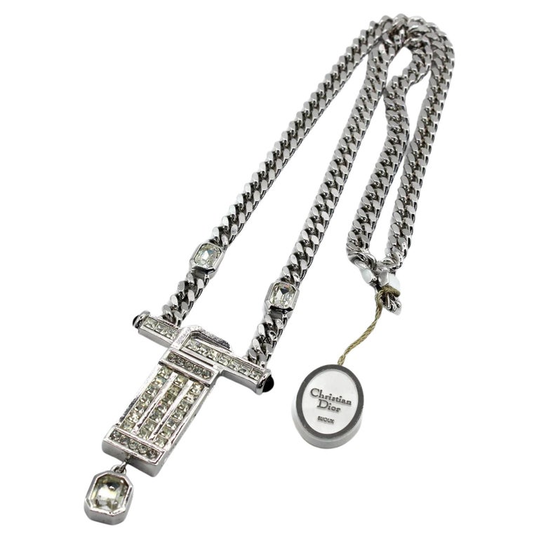 Vintage Christian Dior Silver Plated Necklace, 1980s For Sale at 1stDibs
