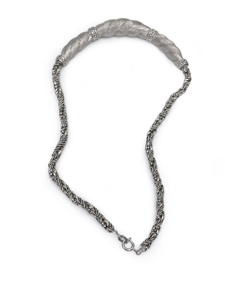 1970’s Vintage Christian Dior Silver Tone Collier Necklace at 1stDibs