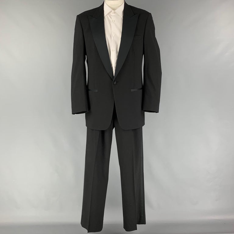 Vintage CHRISTIAN DIOR Size 41 Black Long Virgin Wool Tuxedo Suit For ...