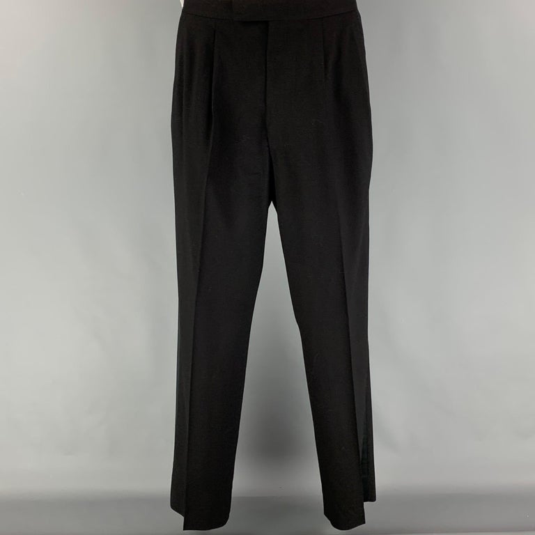 Vintage CHRISTIAN DIOR Size 41 Black Long Virgin Wool Tuxedo Suit For ...