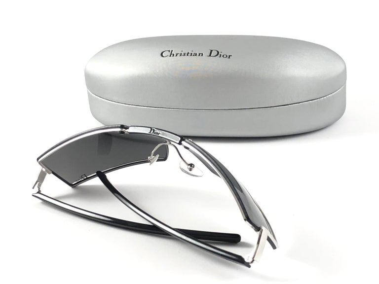 Vintage Christian Dior VIKTIM 2 Wrap Mask Black and Silver Sunglasses 2000'S Y2K For Sale at 1stDibs