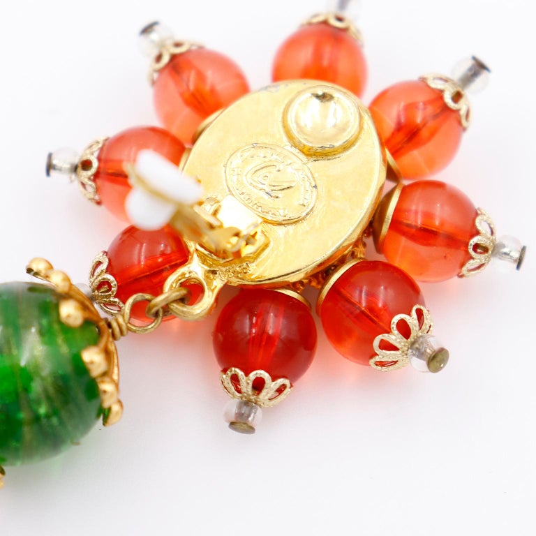 Vintage Christian Lacroix 1990s Colorful Dangle Drop Resin Earrings For ...