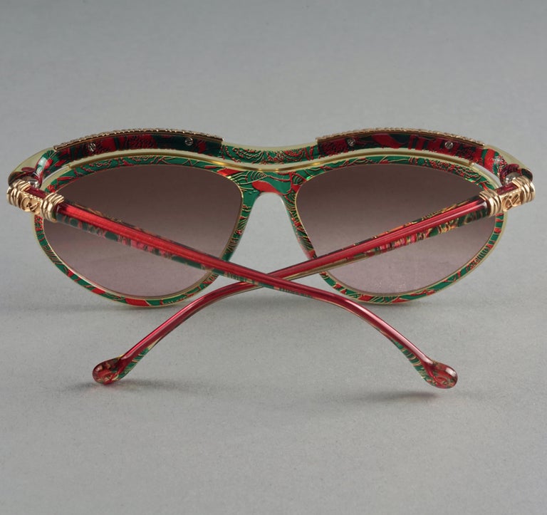 Vintage CHRISTIAN LACROIX Cat Eye Abstract Gilt Accent Sunglasses For ...