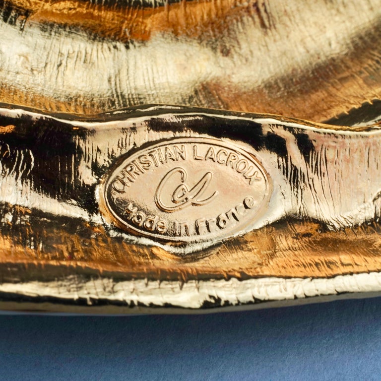 Vintage CHRISTIAN LACROIX Double Layer White Enamel Rigid Choker Masai ...