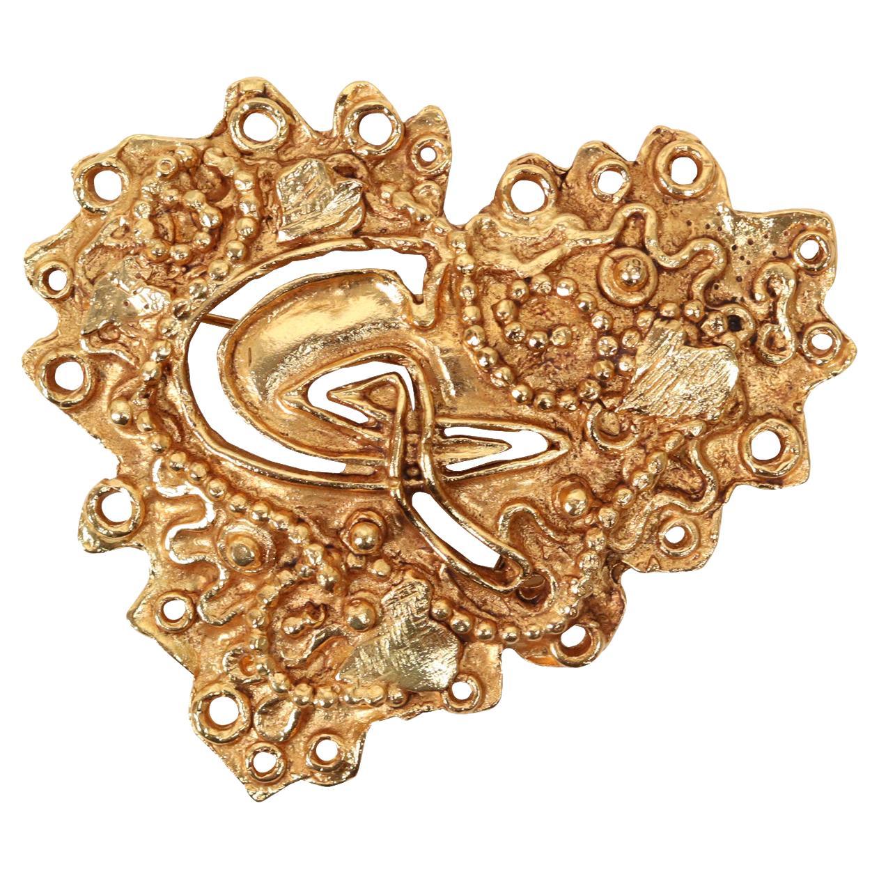 Christian Lacroix Black and White Cross Gold Toned Setting Brooch For ...