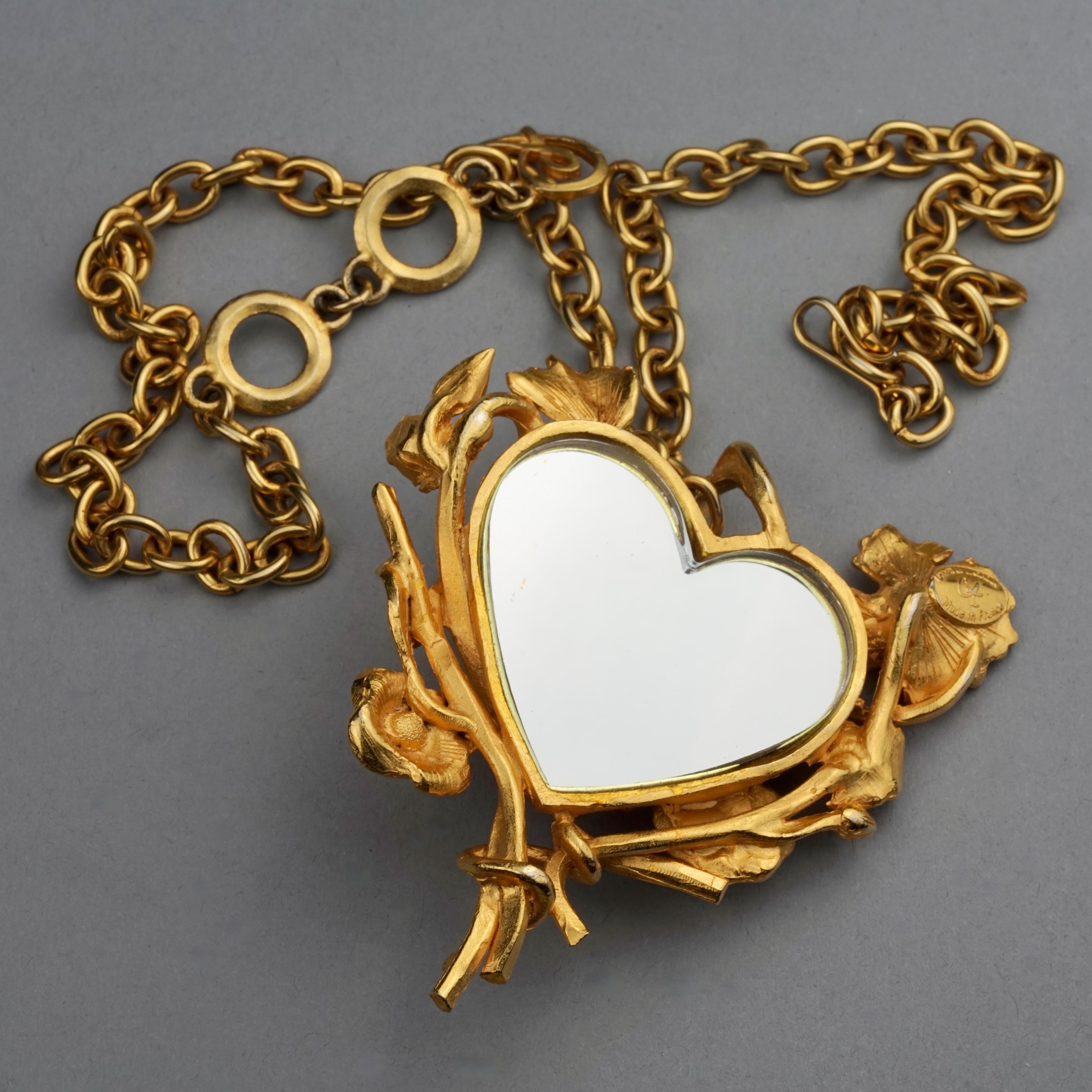 Vintage CHRISTIAN LACROIX Jewelled Mirror Heart Necklace at 1stDibs ...