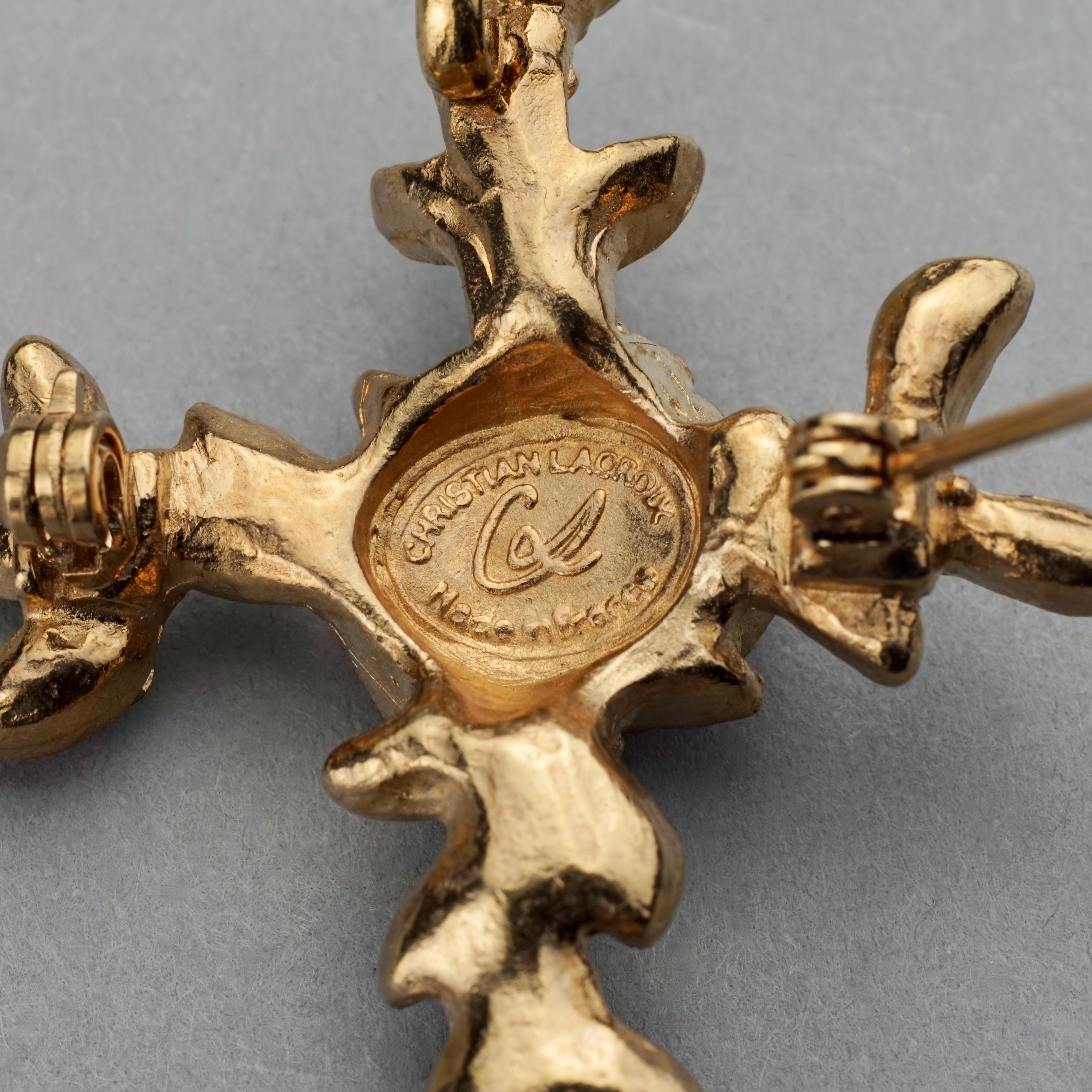 Vintage CHRISTIAN LACROIX Jewelled Rhinestone Cross Pendant Brooch For ...