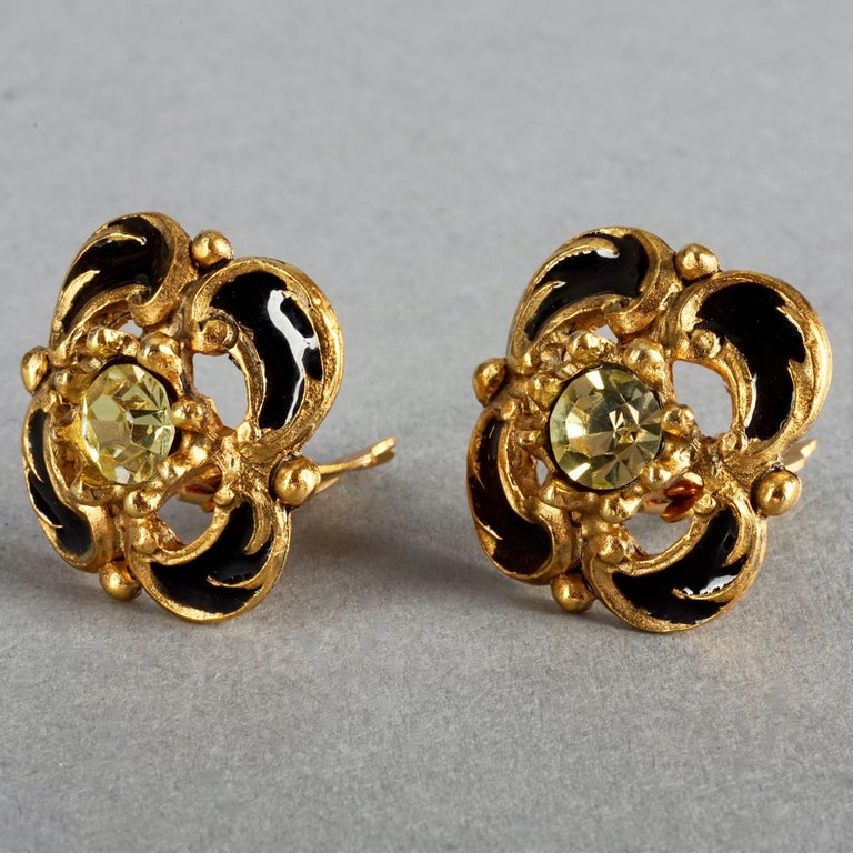 Vintage CHRISTIAN LACROIX Opulent Baroque Enamel Jonquil Rhinestones ...