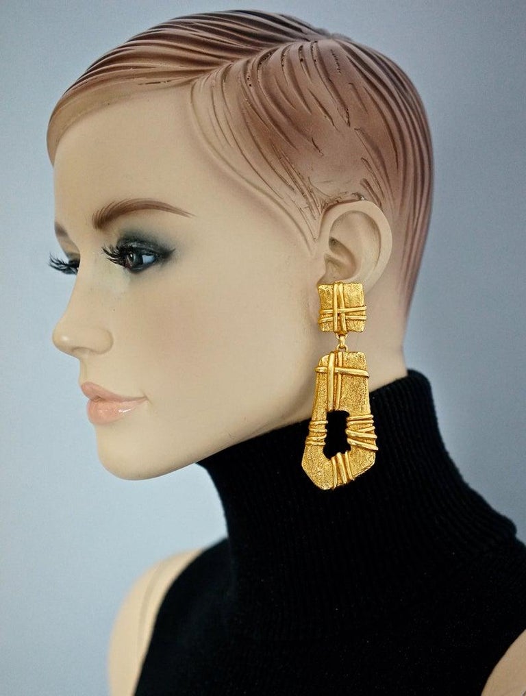 Vintage CHRISTIAN LACROIX Textured Cross Pattern Dangling Earrings at ...