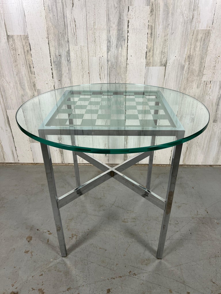 Vintage Chrome and Glass Game Table For Sale at 1stDibs