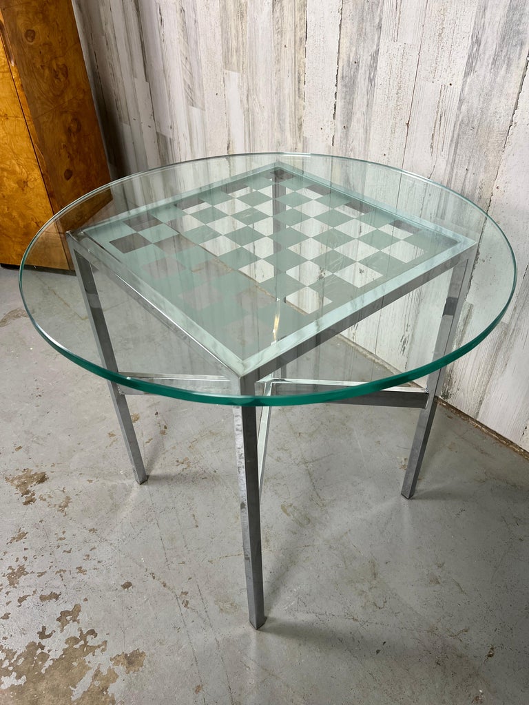 Vintage Chrome and Glass Game Table For Sale at 1stDibs