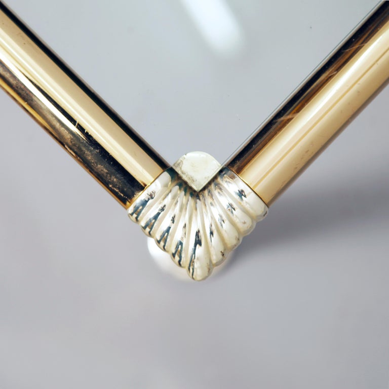 Vintage Chrome and Brass Column Legs Coffee Table For Sale at 1stDibs ...