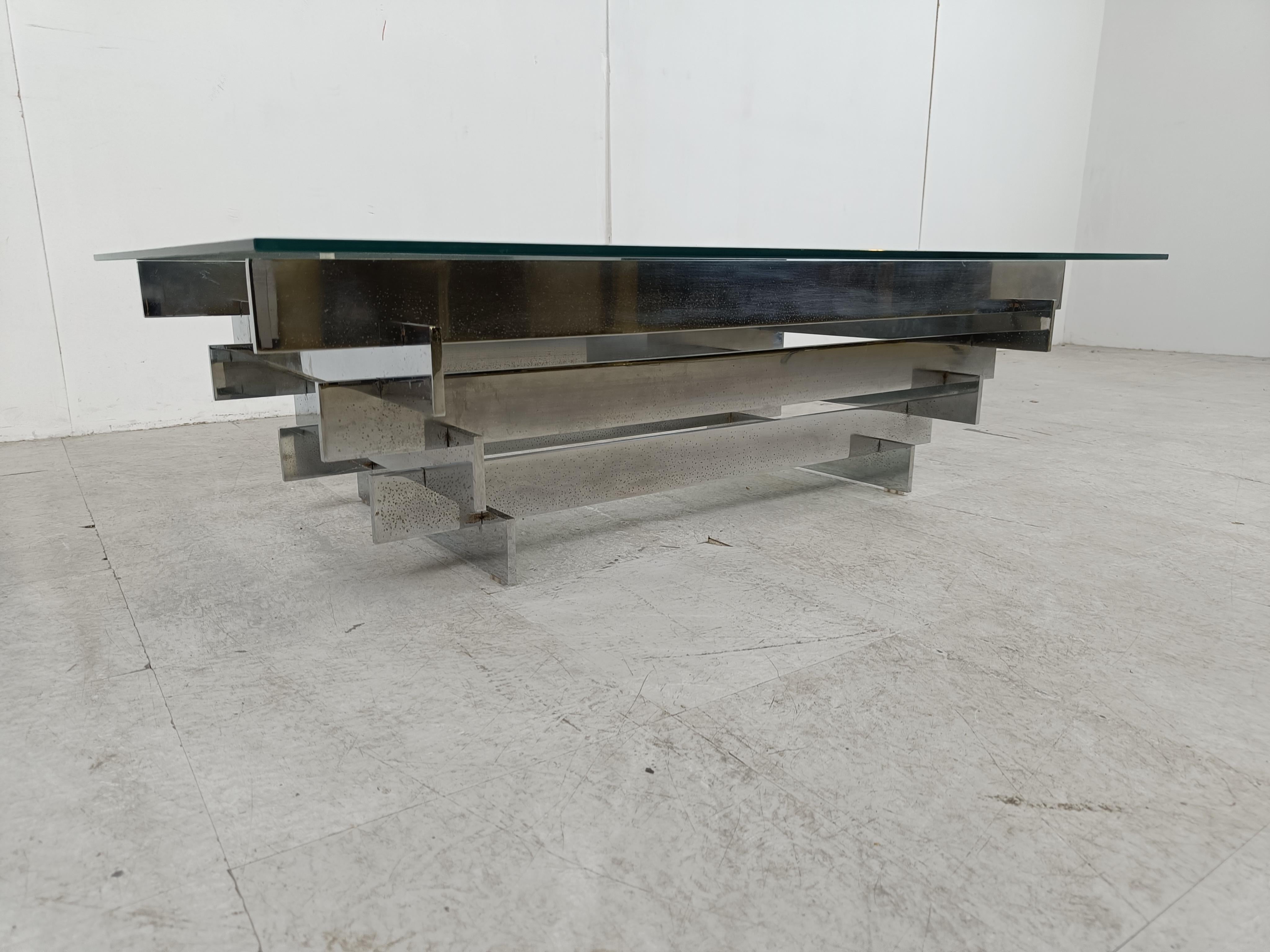 Vintage chrome coffee table, 1970s For Sale at 1stDibs