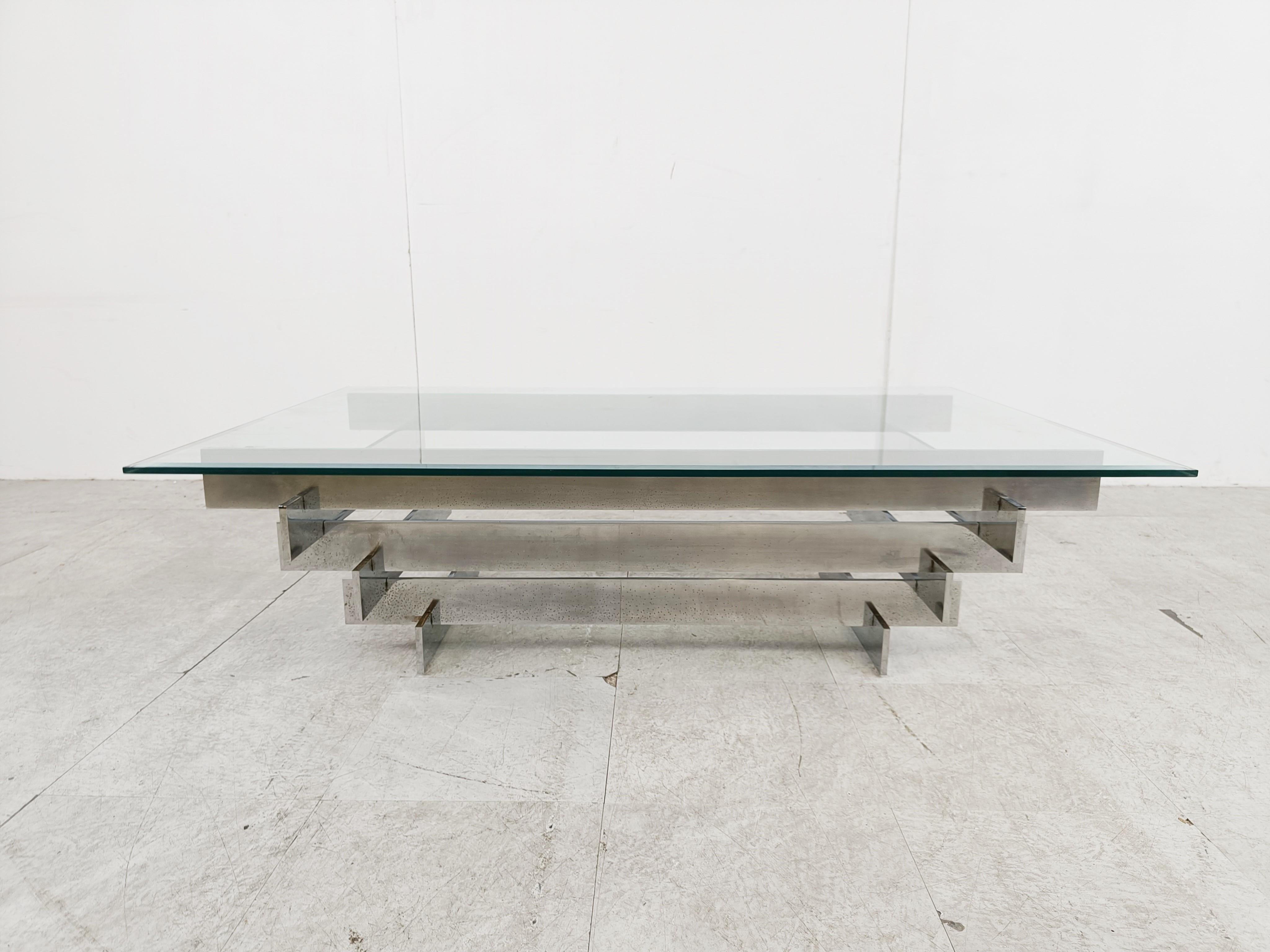 Vintage chrome coffee table, 1970s For Sale at 1stDibs