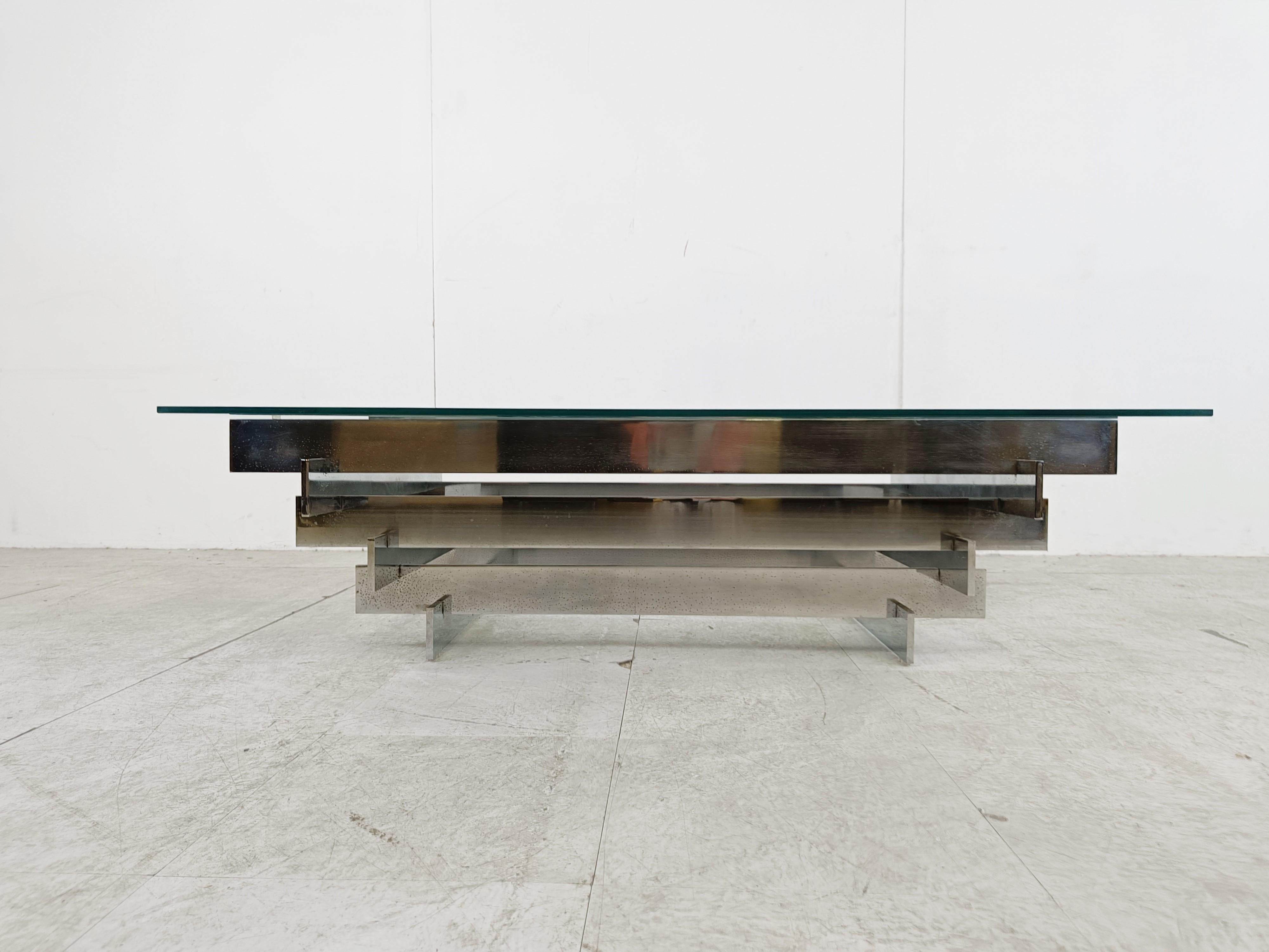 Vintage chrome coffee table, 1970s For Sale at 1stDibs