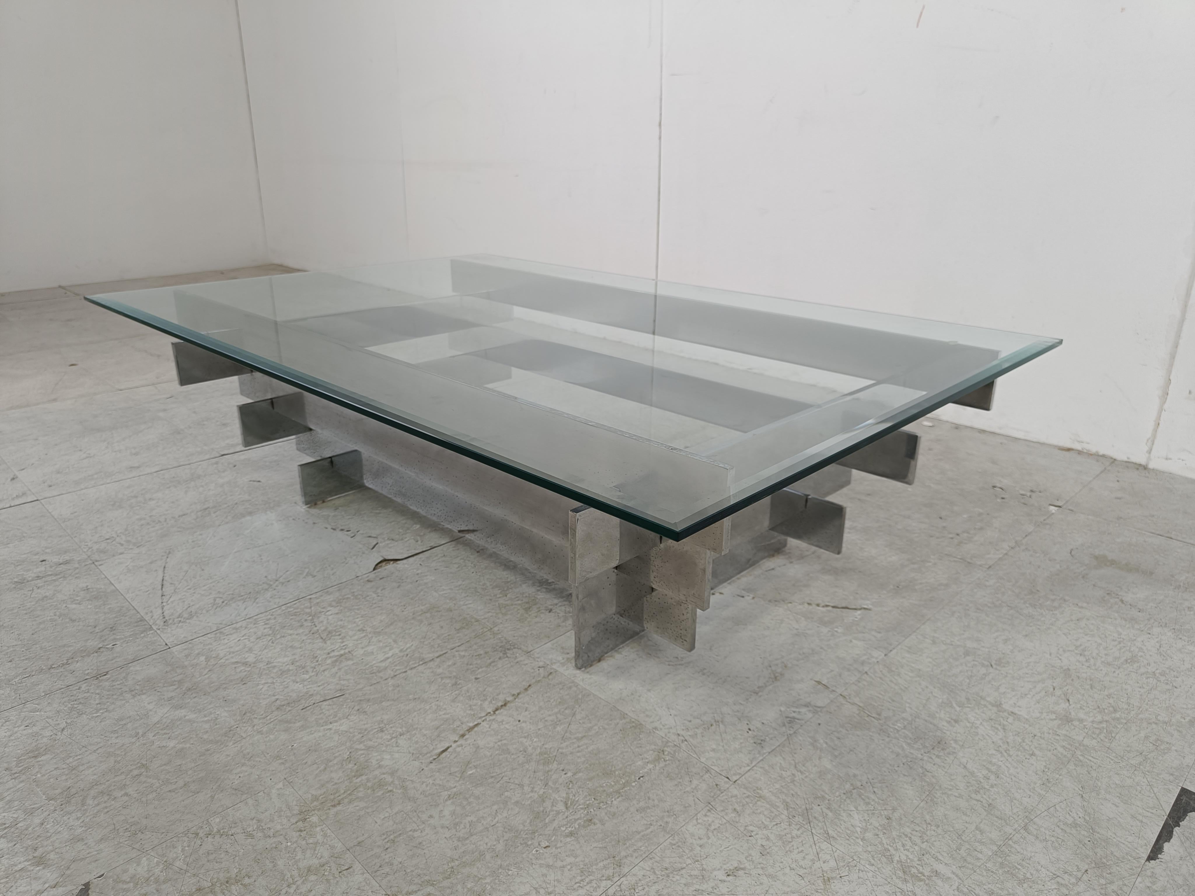 Vintage chrome coffee table, 1970s For Sale at 1stDibs