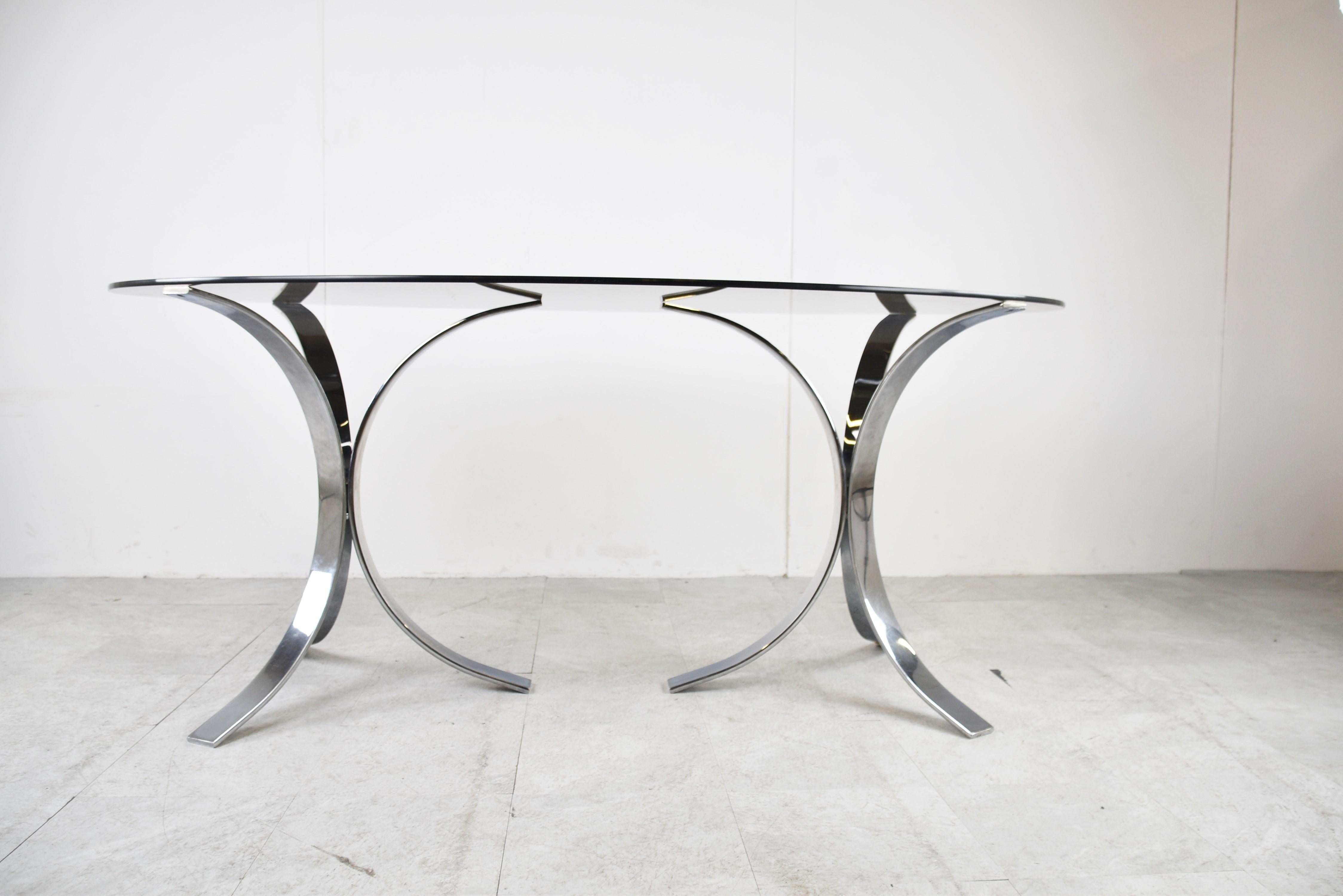 Vintage Chrome Dining Table, 1970s at 1stDibs