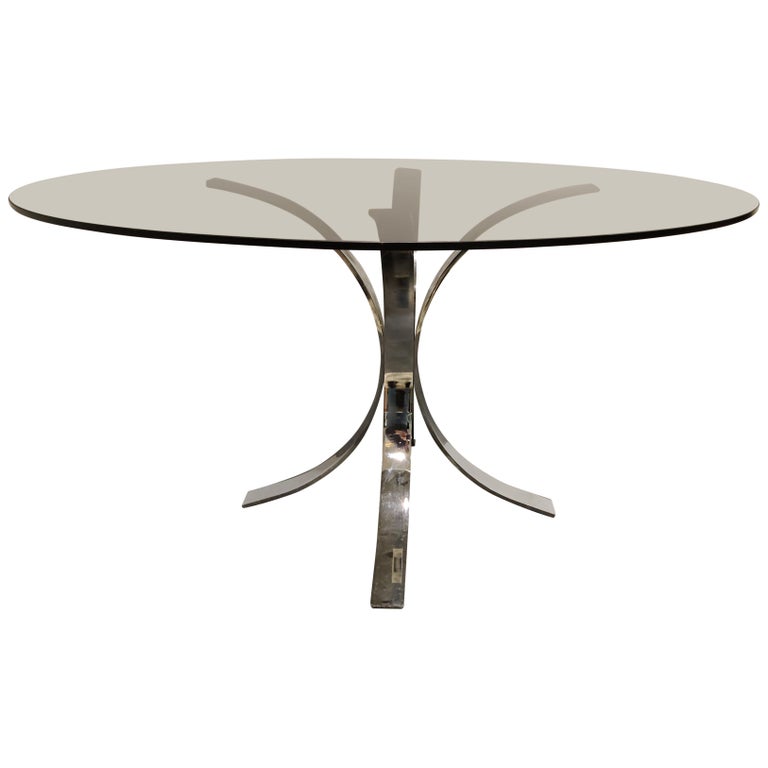 Vintage Chrome Dining Table, 1970s at 1stDibs
