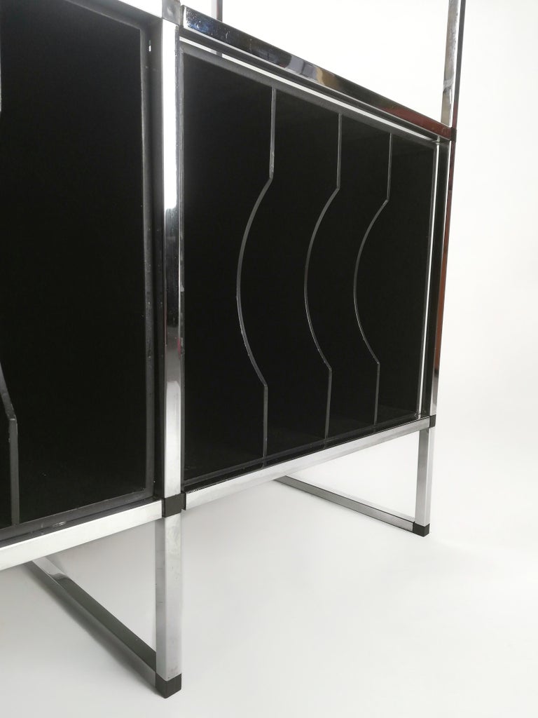 Vintage Chrome étagère, Record Player Stand and vinyl storage, Italy ...
