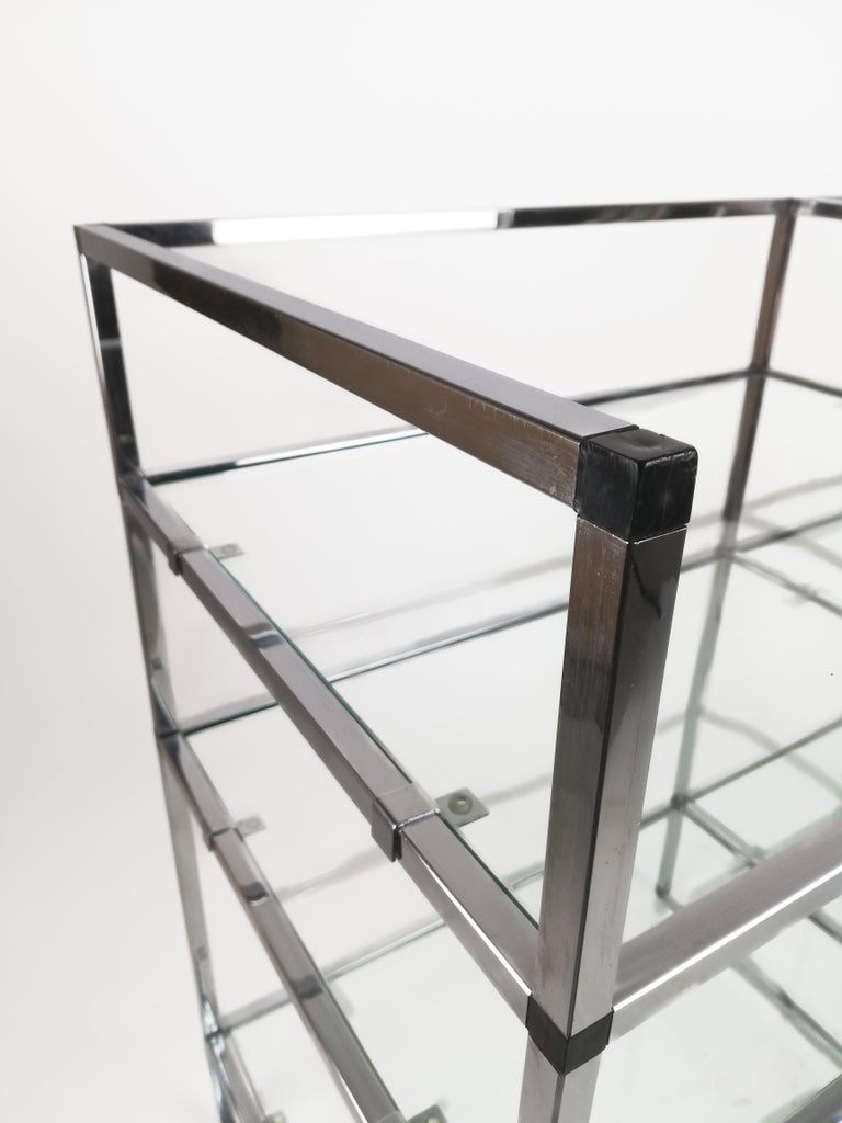 Vintage Chrome étagère, Record Player Stand and vinyl storage, Italy ...