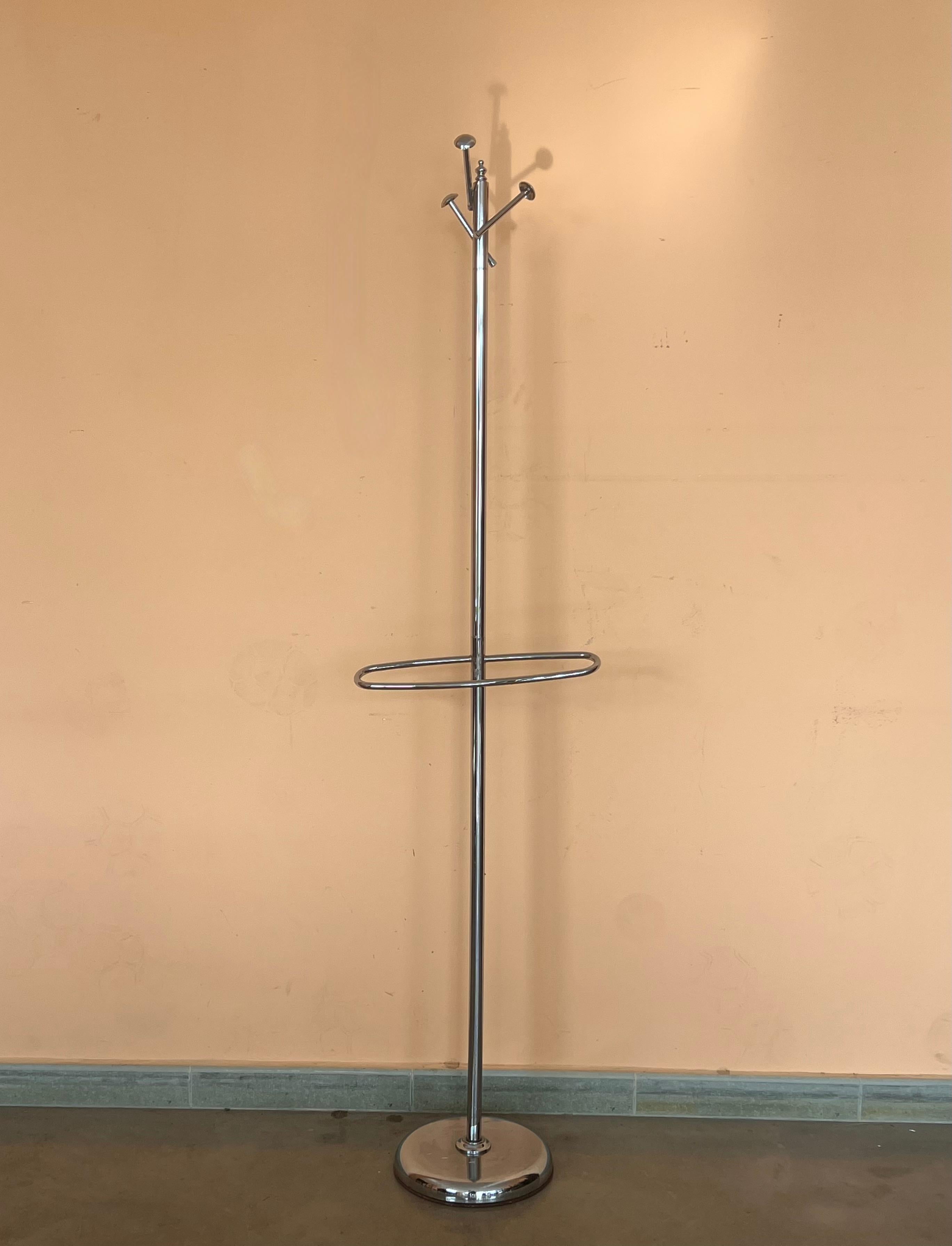 Vintage Chrome Metal Art Deco Style Coat Tree Hooks with Hanger For ...