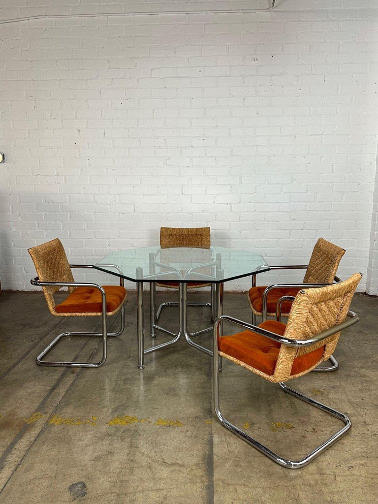 Vintage Chrome tubular dining chairs -set of four For Sale at 1stDibs