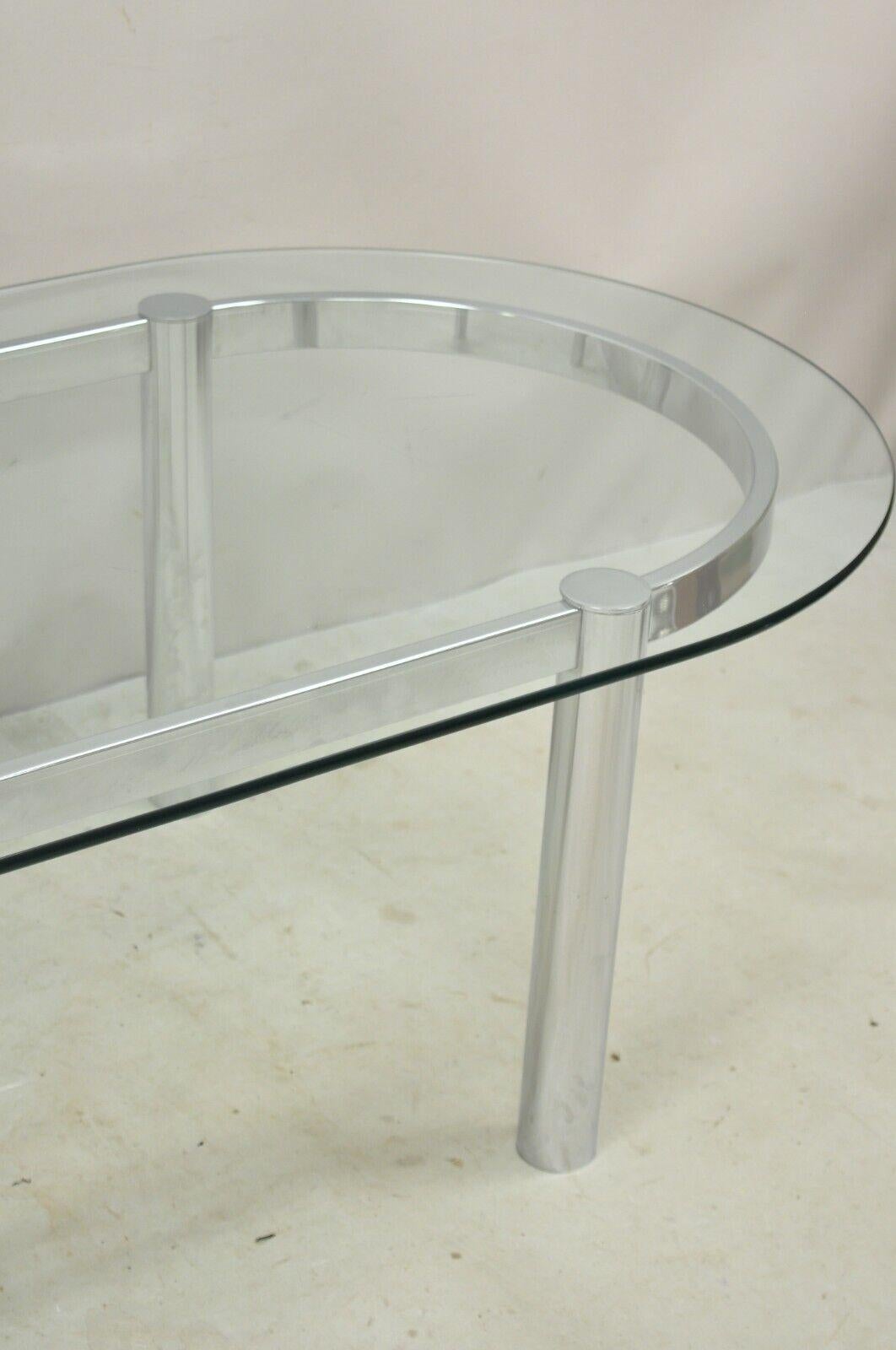 Vintage Chrome Tubular Mid Century Modern Space Age Oval Glass Coffee ...