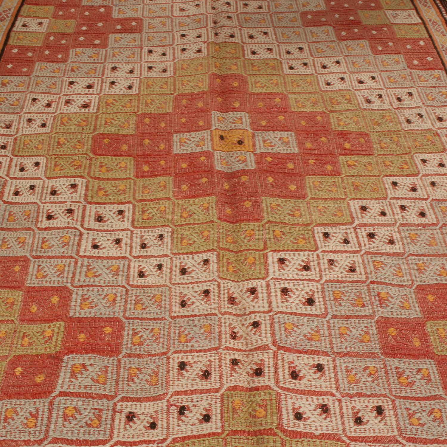Vintage Cicim Geometric Beige and Pastel Wool Kilim Rug at 1stDibs