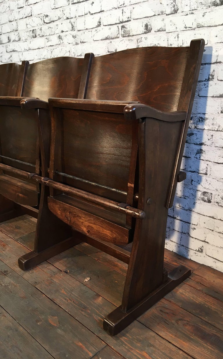 Vintage Cinema Bench, Three-Seat, 1950s at 1stDibs