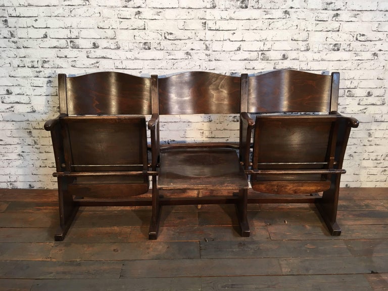 Vintage Cinema Bench, Three-Seat, 1950s at 1stDibs
