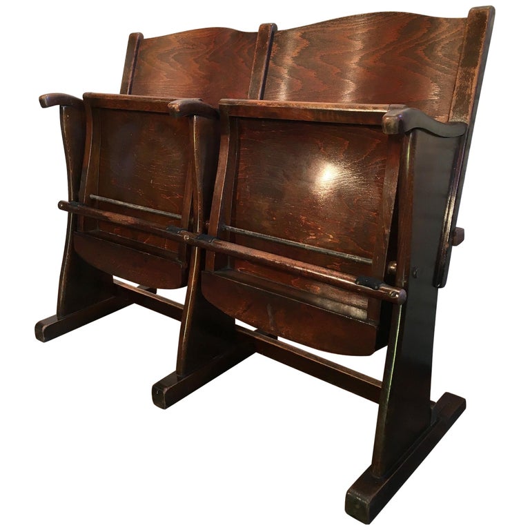 Vintage Cinema Bench, Two-Seat, 1950s at 1stDibs