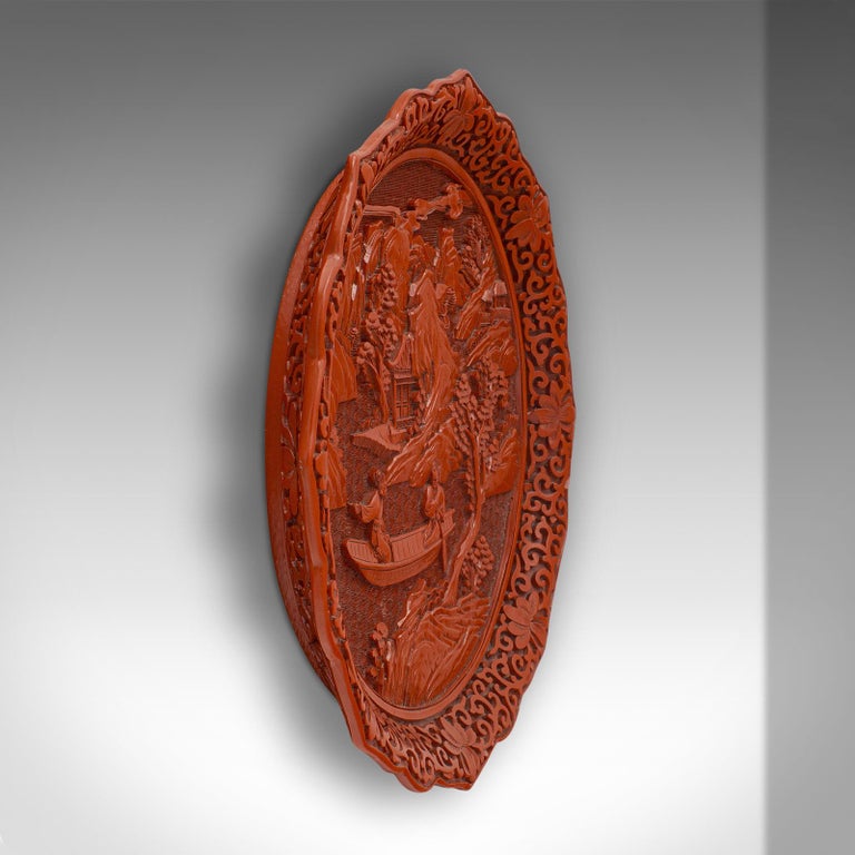 Vintage Cinnabar Display Plate, Chinese, Decorative Serving Dish ...