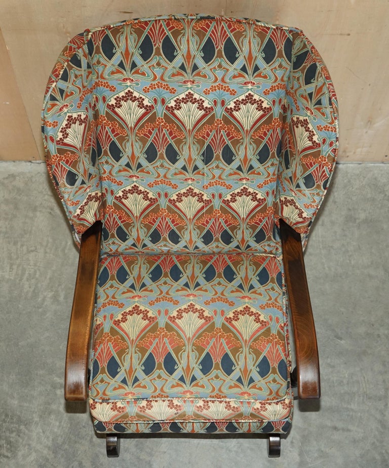 VINTAGE CIRCA 1930's ENGLISH OAK ROCKING ARMCHAIR WITH LIBERTY'S LONDON ...