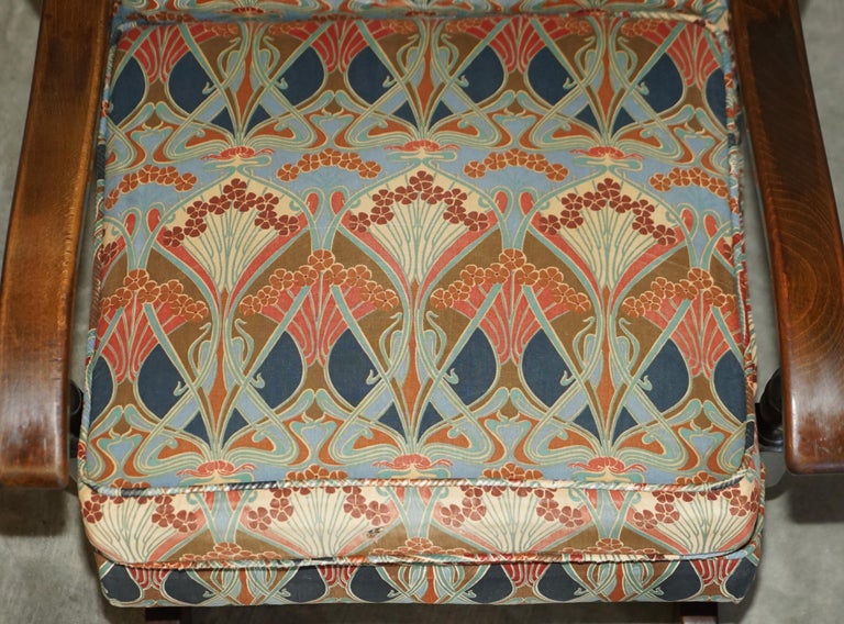 VINTAGE CIRCA 1930's ENGLISH OAK ROCKING ARMCHAIR WITH LIBERTY'S LONDON ...