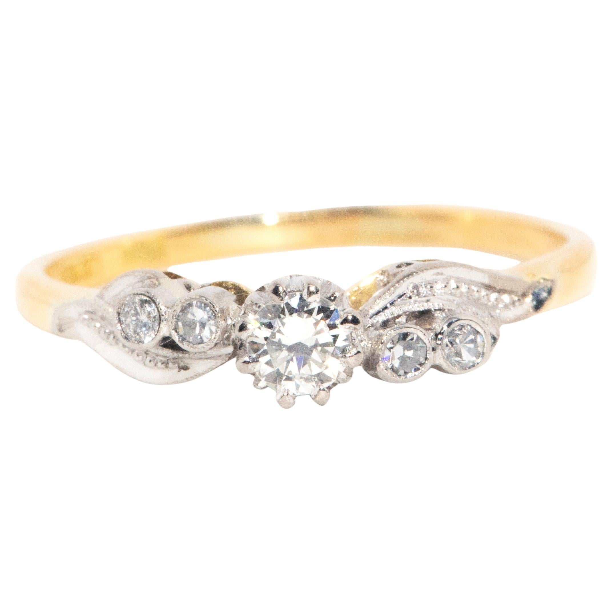 Vintage Diamond and 18 Carat White Gold Boodles Style Ring at 1stDibs