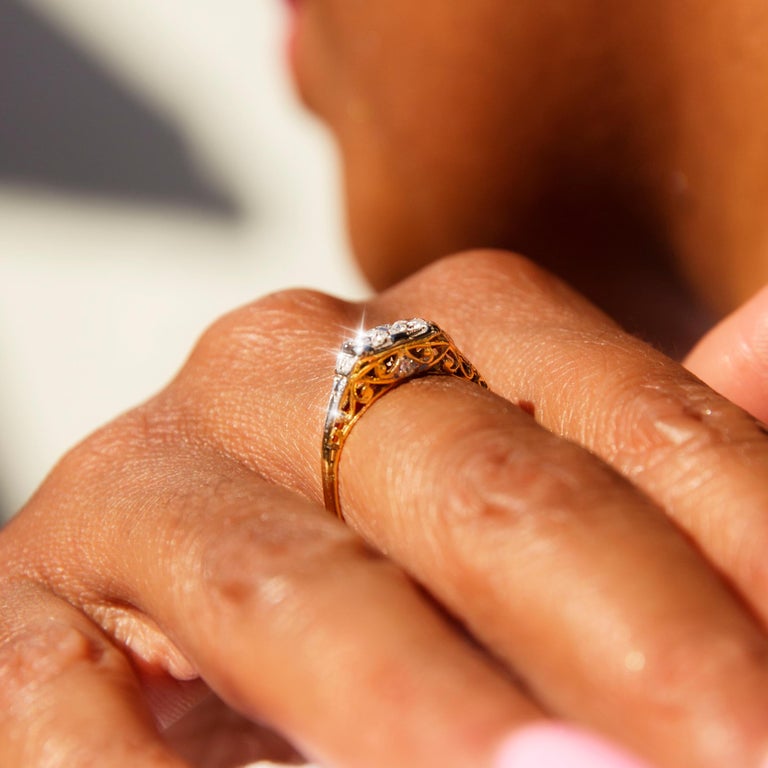 Vintage Circa 1950s 18 Carat Yellow and White Gold Twin Diamond London ...