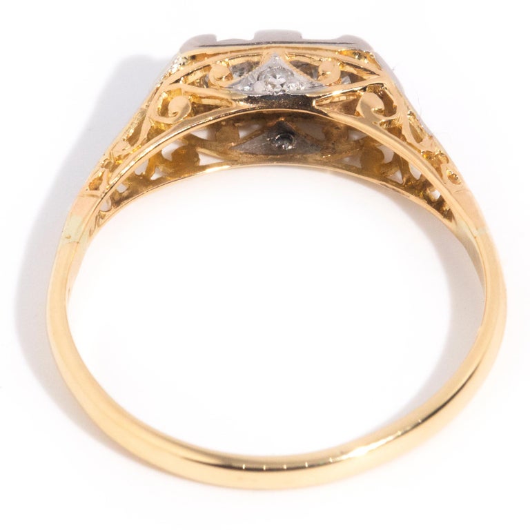 Vintage Circa 1950s 18 Carat Yellow and White Gold Twin Diamond London ...