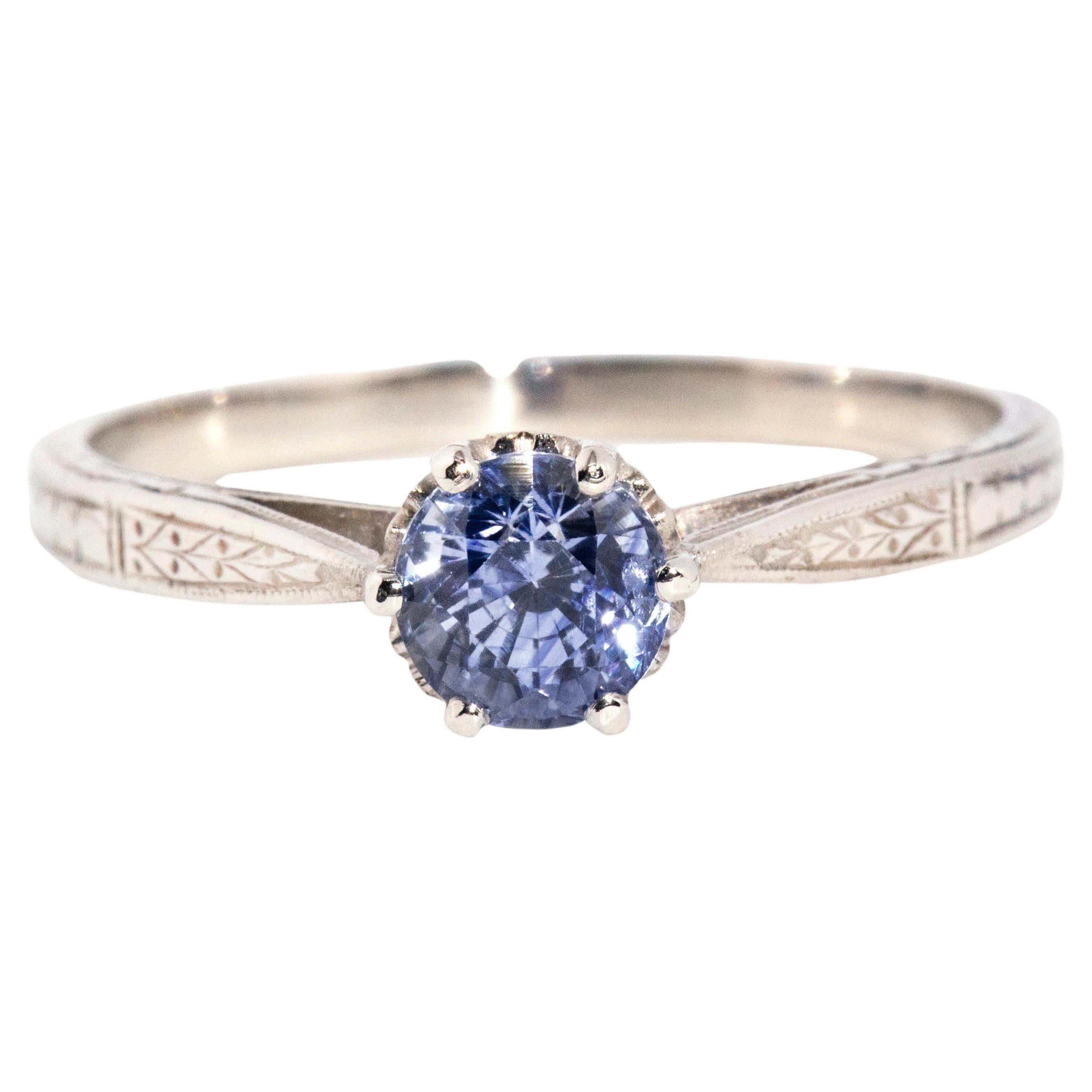 1.00ct Vivid Light Blue Ceylon Sapphire Round 18k Yellow Gold Solitaire ...