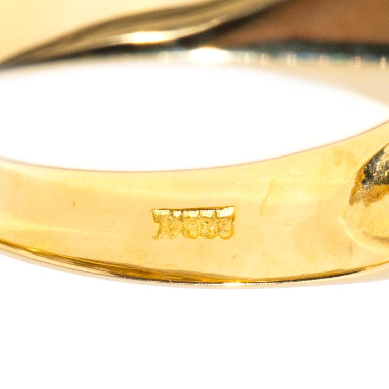 Vintage circa 1960s 14 Carat Yellow Gold Partial Rubover Diamond Signet ...