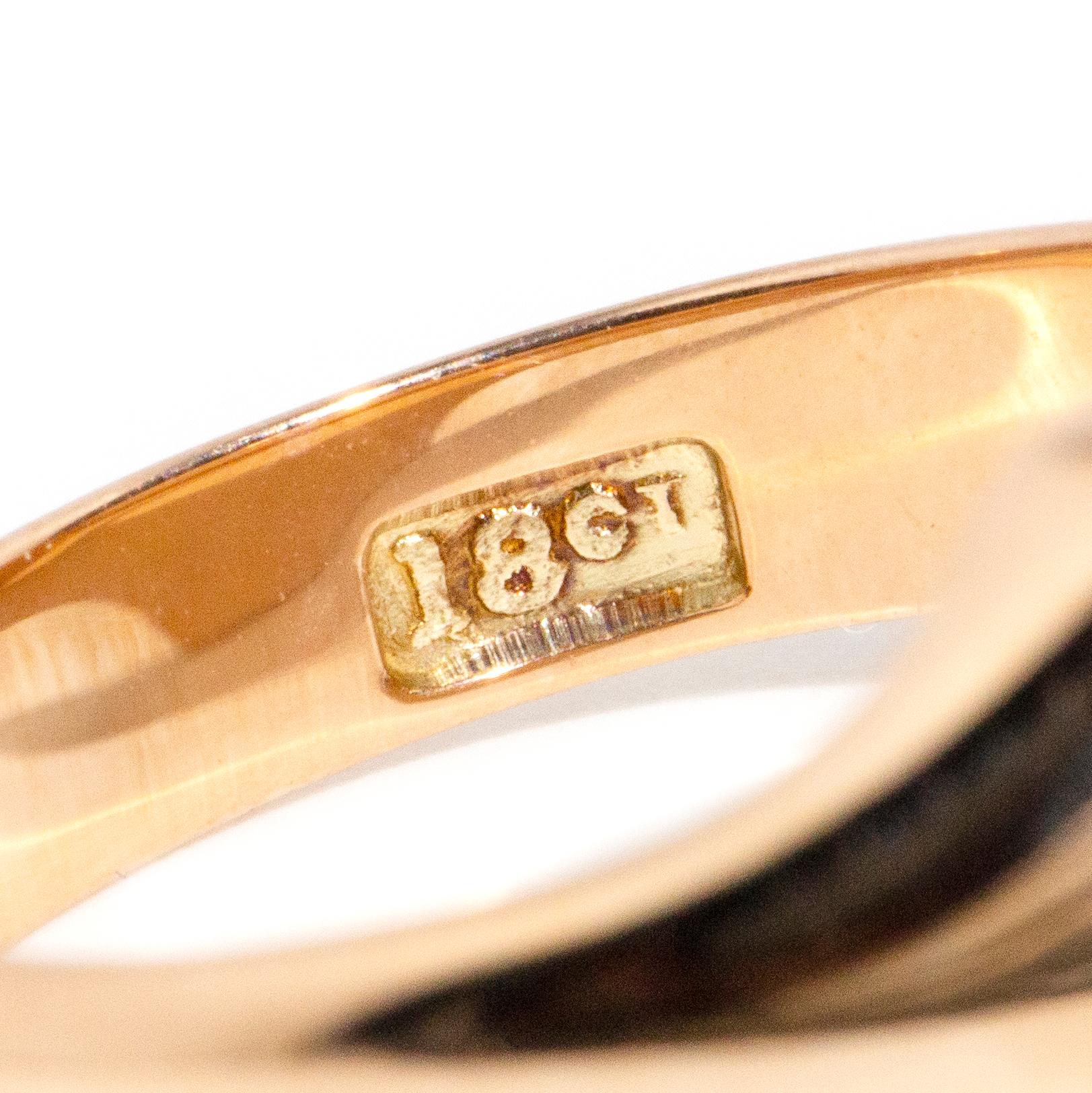 Vintage circa 1960s 18 Carat Rose Gold Letter "M" Cushion Shaped Signet ...